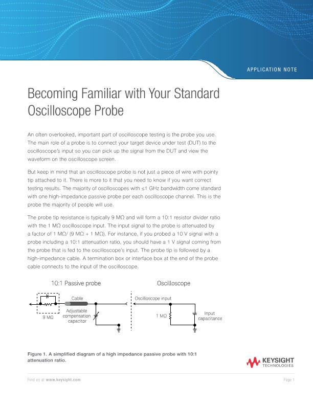 Becoming Familiar with your Standard Oscilloscope Probe PDF Asset Page | Keysight